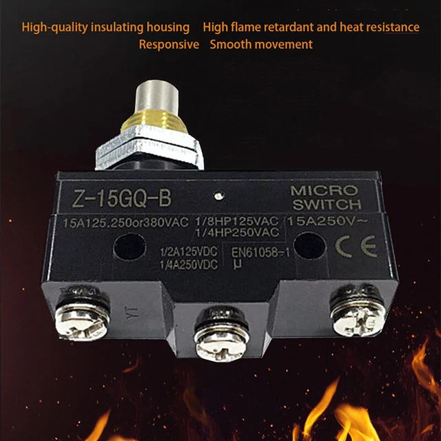 Z-15GQ-B PUSH BUTTON Plunger Momentary Micro Limit Switch SPDT 15A ...