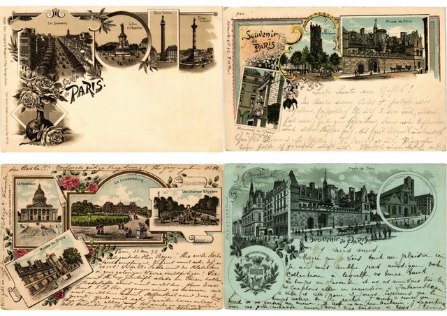 PARIS FRANCE LITHOGRAPHY 16 Vintage LITHO Postcards Pre-1920 (L3840 ...