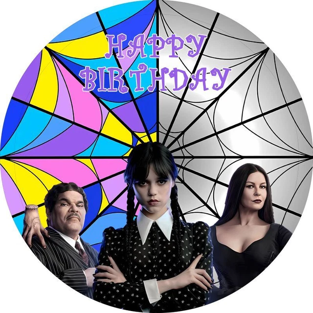 HAPPY WEDNESDAY ADDAMS Birthday Backdrop Banner Party Decor Photo ...