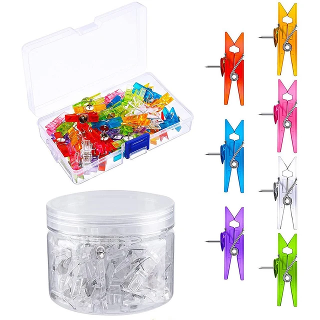 2 BOXES PORTABLE Picture Clips Small Pushpin Photo for Pictures Plastic ...