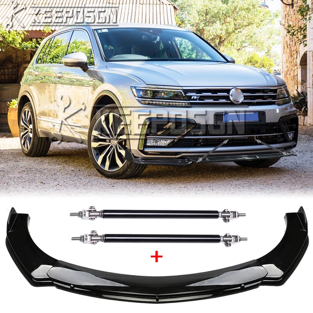 GLOSS FRONT BUMPER Lip Splitter Body Kit + 2x Strut Rods For VW Tiguan R-Line UK £89.03 ...