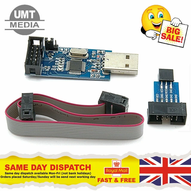 Usbasp Usb Isp Programmer For Avr Atmel Arduino Atmega Including Idc Cable £600 Picclick Uk