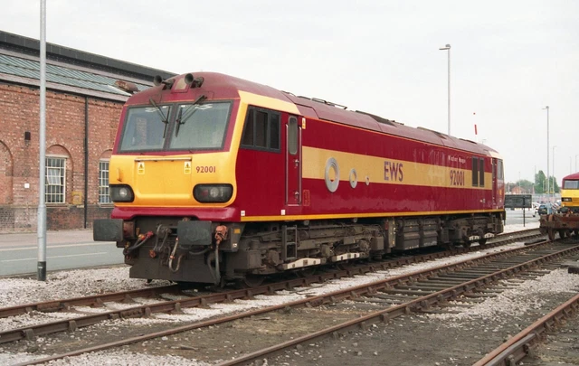 COLOUR NEGATIVE, CLASS 92, 92001, Crewe Works open day, EWS livery £2. ...