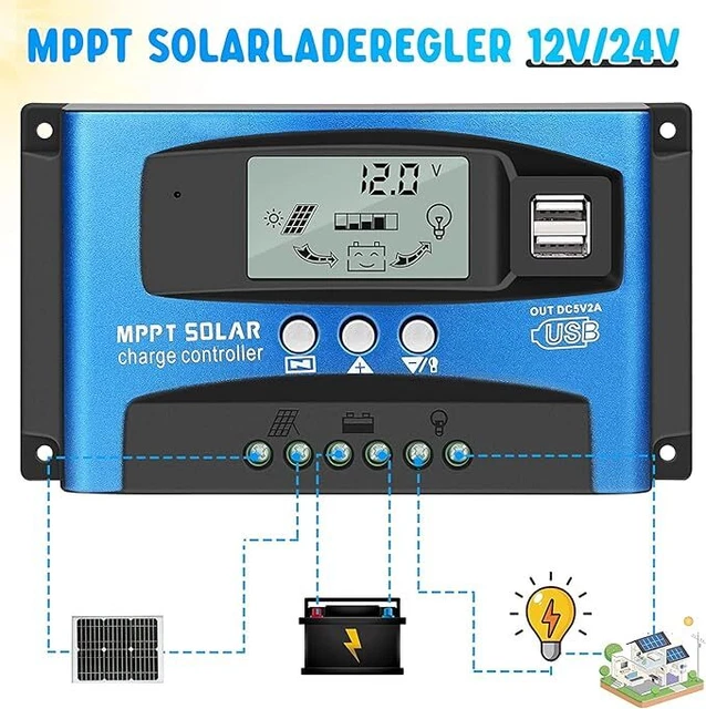 SOLAR LADEREGLER 12V-24V 100A MPPT Solar Photovoltaik Laderegler Daul USB Regler EUR 19,00 ...