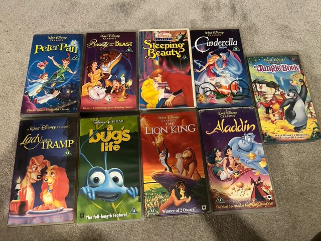 DISNEY VHS VIDEO bundle 9x tapes Lion King Cinderella Aladdin Sleeping ...