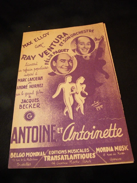 PARTITURA ANTOINE E Antoinette Max Elloy Ray Ventura Pacchetto Foglio ...