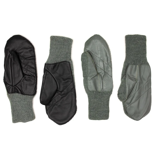 NEW SWISS MILITARY Surplus Wool Mittens With Leather Palm - One Size ...
