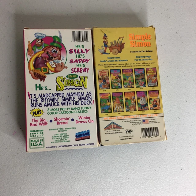 VINTAGE SIMPLE SIMON VHS Lot of 2 Tapes Animated Cartoon $9.69 ...