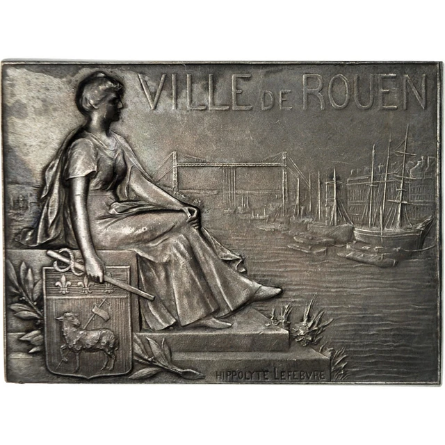 FRANCE, MÉDAILLE, ART Nouveau, Ville de Rouen, 1922, Lefebvre, SUP+ ...