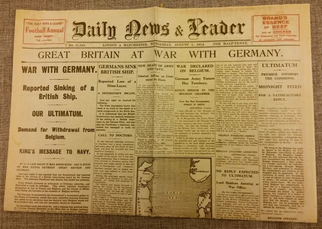 1914 NEWSPAPER WORLD War I Starts Picture Photos History Military Army ...