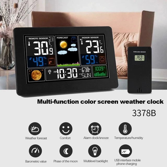 CLOCK BACKLIGHT HUMIDITY Monitor Weather Station Thermometer Weather ...