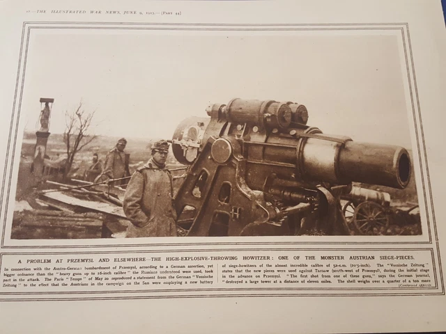 ANTIQUE PRINT WWI Austrian Seige High-Explosive throwing Howitzer EUR 8 ...