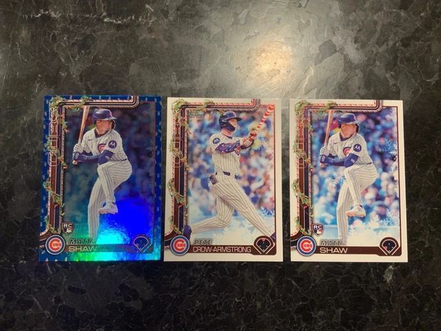 2025 TOPPS HOLIDAY Matt Shaw Blue Lights RC PCA Variation (lot of 3) $2 ...