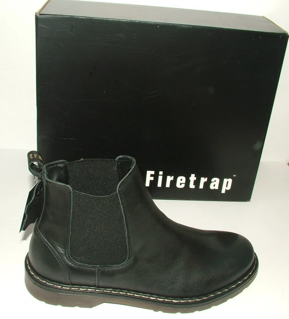 NEW IN BOX Firetrap Black Leather Air Wair Style Chelsea Boots Size 9 £ ...