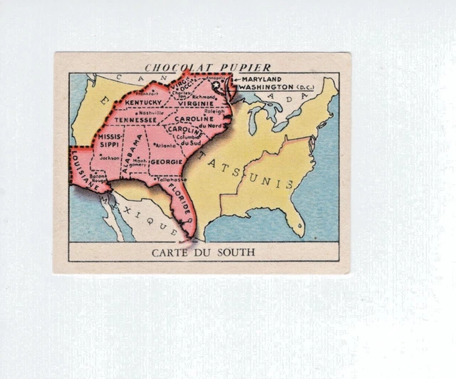 CHROMO USA CARTE du South Map Pub: Chocolat PUPIER TB 50 x 70 mm Rare ...