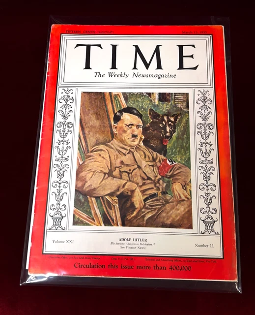 TIME MAGAZINE ADOLF Hitler March 13th 1933, | Vol. XXI No. 11 £1,299.08 ...