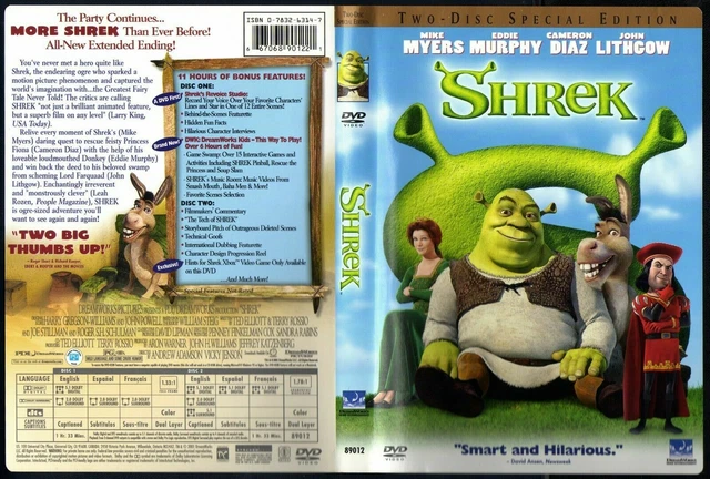 SHREK (DVD, 2001, 2-Disc Set, Special Edition) - Region 1 $10.00 ...