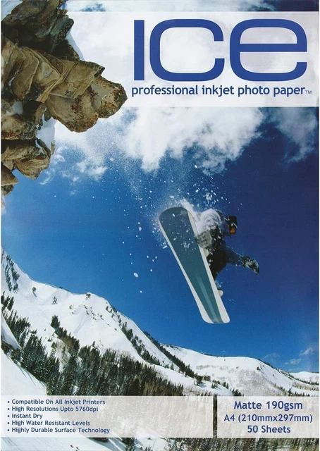 ICE 190 GSM A4 Inkjet Matte Pro Photo Paper LOT Various Quantity MATT ...