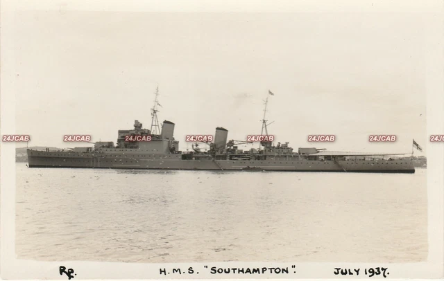 ROYAL NAVY RP Postcard. HMS "Southampton" Cruiser. Sunk WW2. Perkins ...