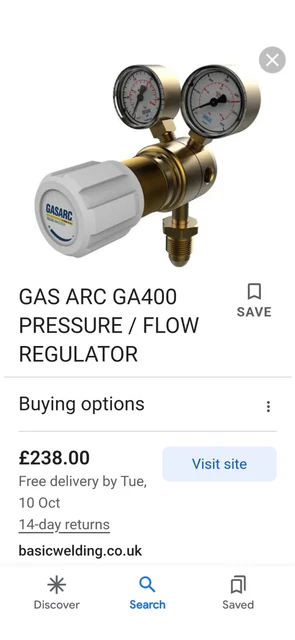 GAS ARC HIGH Pressure Regulator GA 400 £40.00 - PicClick UK