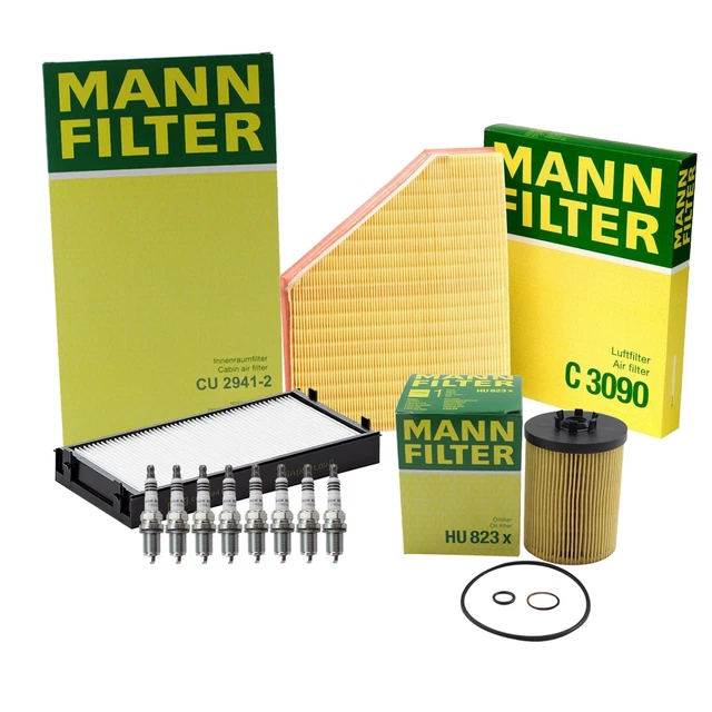 MANN ENGINE OIL Cabin Air Filter & NGK 8 Spark Plugs Kit For E70 X5 4 ...
