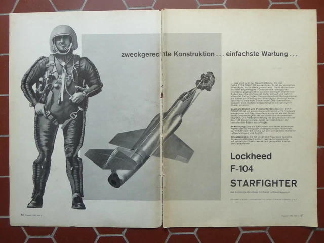 2/1958 PUB LOCKHEED F-104 Starfighter Pilot Helmet Suit Original German ...