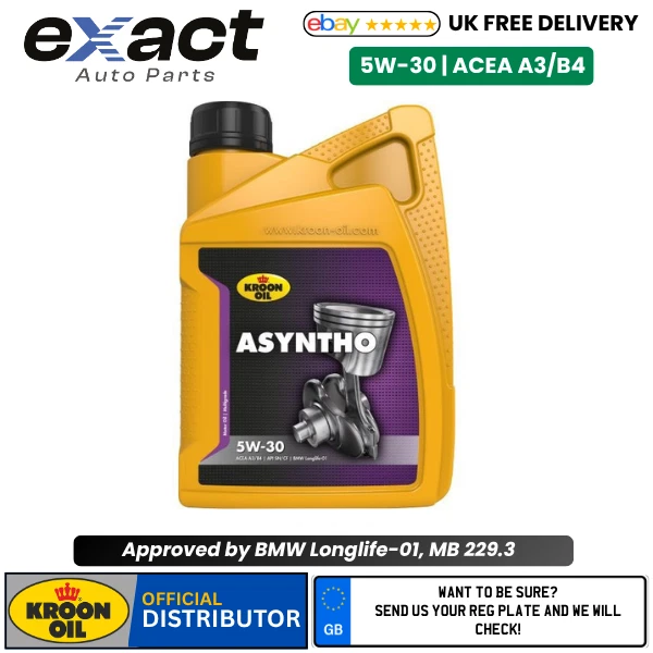 KROON OIL ENGINE Oil Asyntho 5W-30 Approved by BMW Longlife-01, MB 229. ...