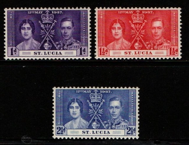 ST LUCIA 1937 King George VI Coronation SG125-27 MLH EUR 2,41 - PicClick FR