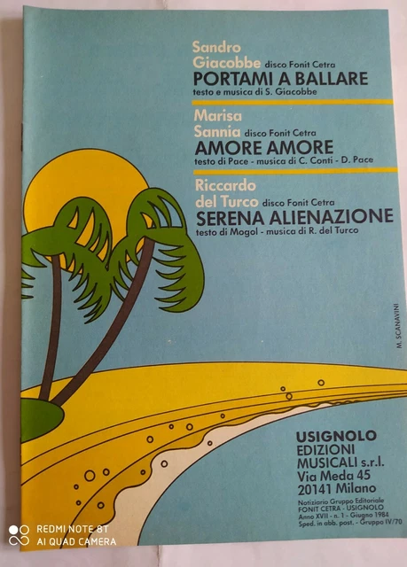 SANREMO 1984 - 3 Spartiti (Sandro Giacobbe, Marisa Sannia, Riccardo Del ...