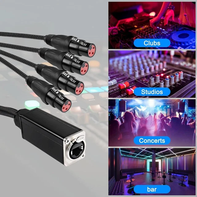 AUDIO SNAKE 4 Channel 3 Pin XLR Extender Multi Network Receiver ...