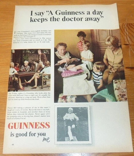 1969 VINTAGE LARGE Ad Guinness Is Good For You Me £7.58 - PicClick UK