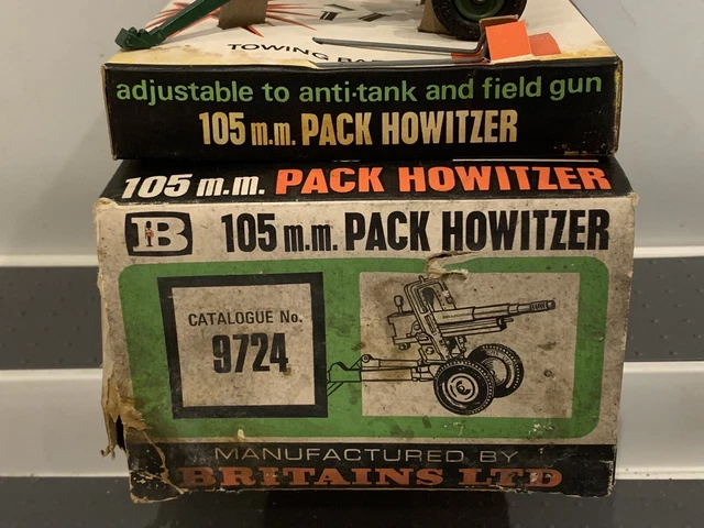 VINTAGE BOXED BRITAINS 105 m.m. Pack Howitzer Cat No.9724 & Original ...