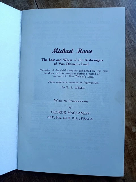 MICHAEL HOWE WORST bushranger Van Diemen's Land Tasmania Historical Monograph $18.95 - PicClick AU