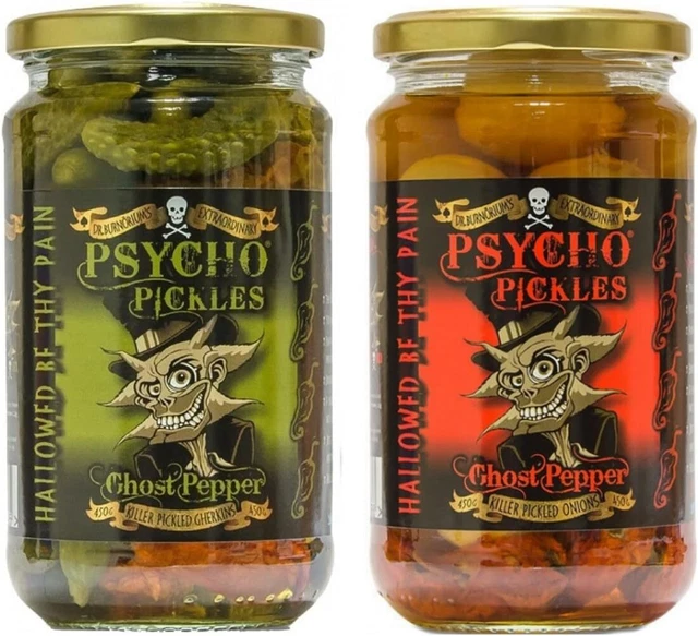 PSYCHO JUICE PICKLES Combo - Ghost Pepper Pickled Onions and Pepper ...