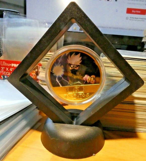 NARUTO ANIME GOLD Metal Coin Card Carte Medal Piece With Display 4 Neuf ...