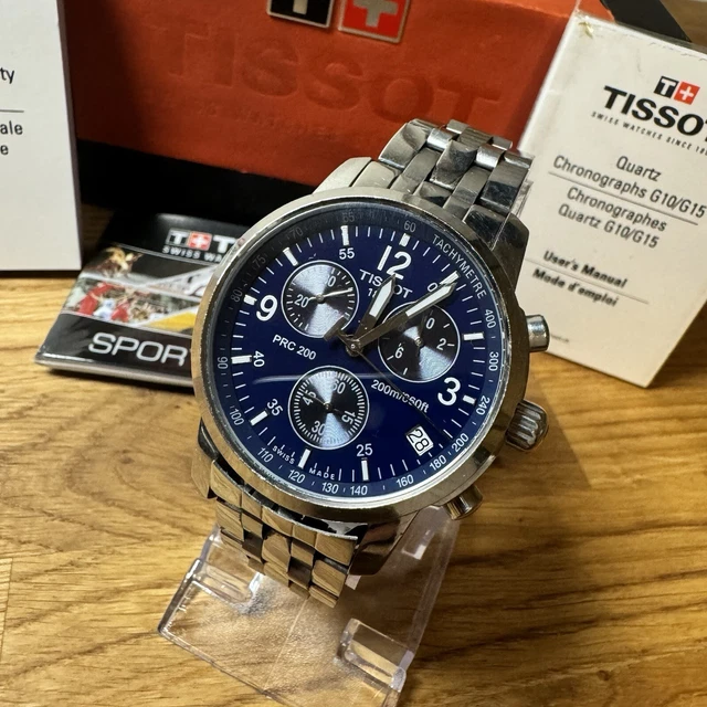 TISSOT T-SPORT PRC 200 Chronograph 42mm Mens Watch Blue / Silver T114417A £224.95 - PicClick UK
