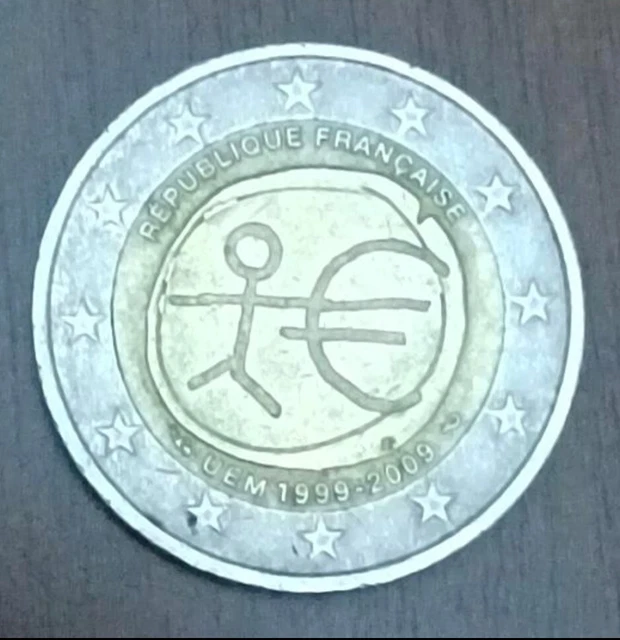 MONETA DA DUE 2 euro Repubblica francese con omino stilizzato UEM 1999 ...