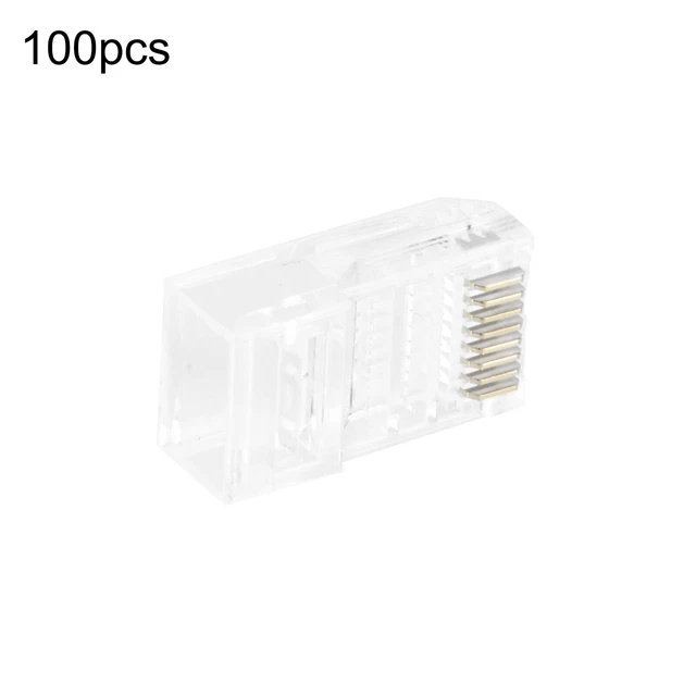 100PCS MINI RJ45 Network Plug 8P8C CAT5e Cable Connector End Pass ...