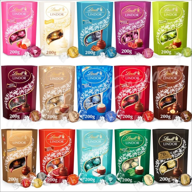 LINDT LINDOR CHOCOLATE Truffles Box 200g - Swiss Milk & Dark Chocolate ...