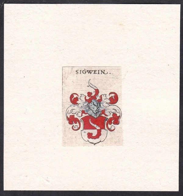 SIGWEIN COAT OF arms coat of arms heraldry copperplate engraving 17th ...