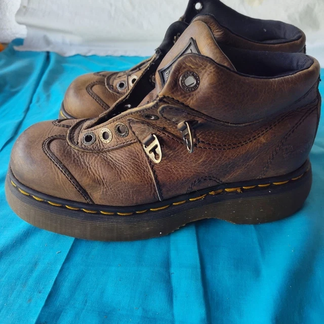 VINTAGE DR. MARTEN England Brown Leather Chunky Heal Boots 8547 AW004 ...