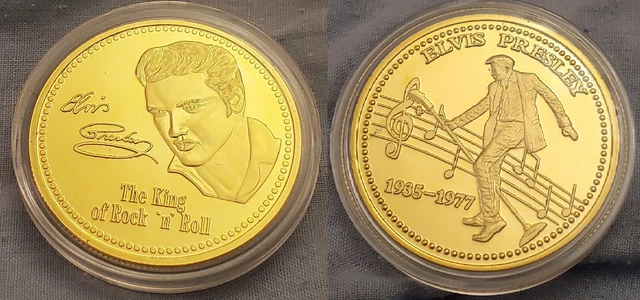 ELVIS PRESLEY GOLD Coin 1935 1977 King of Rock & Roll Pop Music ...
