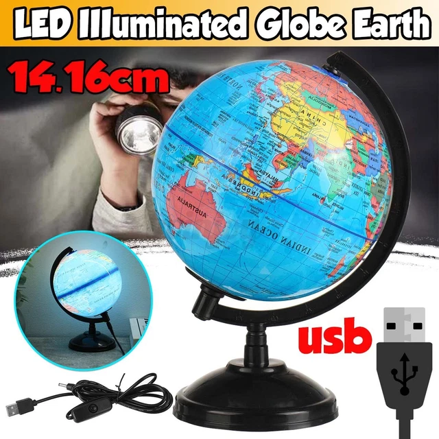 USB LED WORLD Earth Globe Map Geography Education Kid Gift Rotating ...