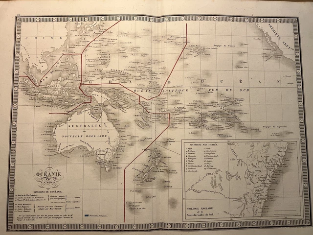 ANTIQUE AUSTRALIA OCEANIE Map 1847 100% Original Steel Engraving Print ...