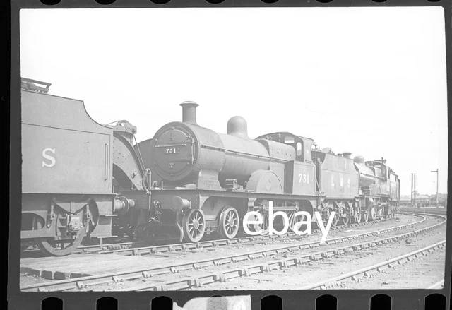 ORIGINAL 35MM NEGATIVE OF LMS 4-4-0 STEAM LOCO 731 AT DERBY on 13/7/47 ...