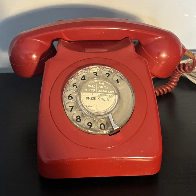 VINTAGE RED BT Rotary Dial Telephone Tele 8746F 1970s Retro Untested £ ...