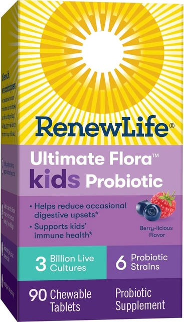 RENEW LIFE ULTIMATE Flora Kids Probiotic, 90 Chewable Tablets, 3 ...