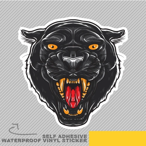 ANGRY PANTHER FACE Animal Black Hea Vinyl Sticker Decal Window Car Van ...
