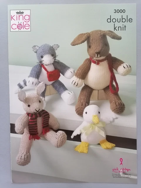 RABBIT, DUCK, CAT, DOG Knitting Pattern, 17.5-40.5cm, 10/8ply - King ...