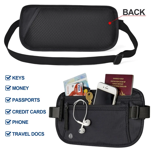 TRAVEL MONEY BELT RFID Blocking Passport Holder Hidden Wallet ...